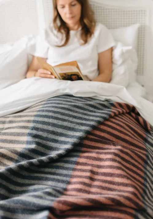 Recycled Wool Blanket in Stone Linear Check – Gathered Goods Co.